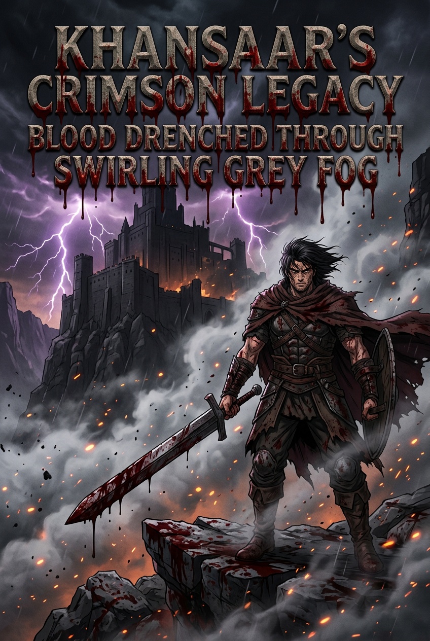 Khansaar's Crimson Legacy: Blood Drenched Through Swirling Grey Fog ...
