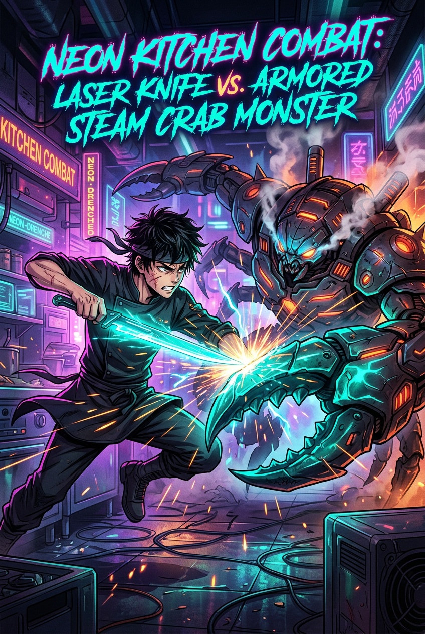 Neon Kitchen Combat: Laser Knife vs. Armored Steam Crab Monster | Anime ...