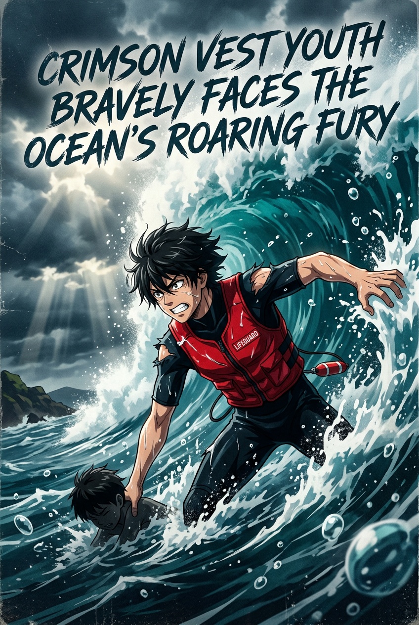Crimson Vest Youth Bravely Faces The Ocean's Roaring Fury | Anime ...